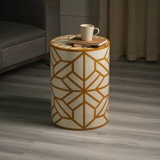 Expobazaar Mustard & White End Table Stool - Stylish MDF and Resin ...