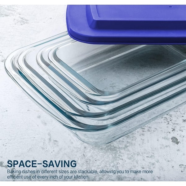 8-Piece Deep Glass Baking Dish Set with Plastic lids,Rectangular Glass ...