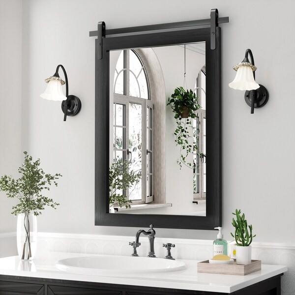 Modern Wall Mirrors Rectangular Mirror with Wood Framed Bathroom Mirror Barn Mirror Barn Door Mirror with Multi Size On Sale Bed Bath Beyond 38287704