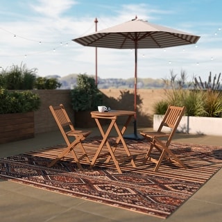 Indoor/Outdoor Acacia Wood Folding Table and 2 Chair Bistro Set - Bed ...