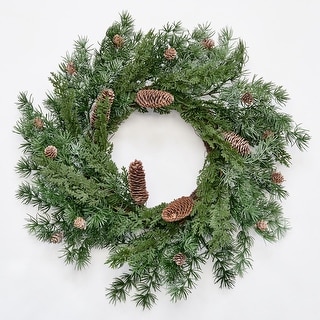 24" Artificial Christmas Pine, Hemlock and Pinecone Wreath - 24 - Bed ...