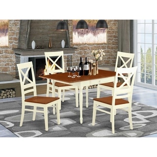 5-Piece Buttermilk and Cherry Solid Wood Top - Rectangular Dining Room ...