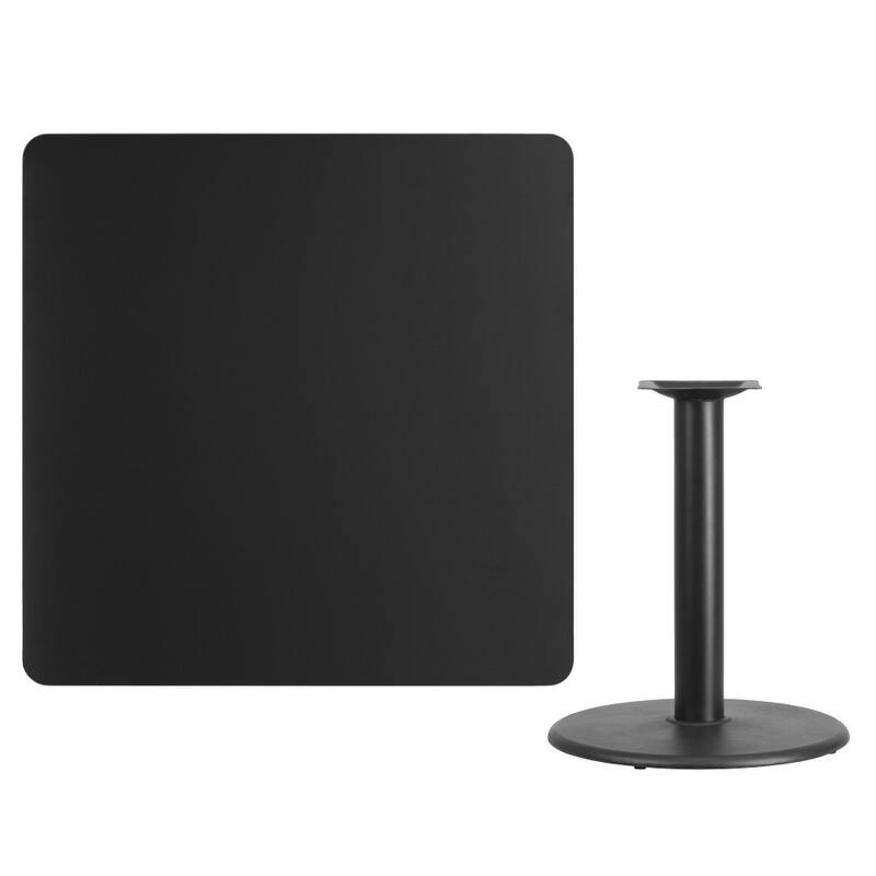 42'' Square Laminate Table Top with 24'' Round Table Height Base ...