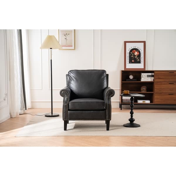 Modern Single Seat Sofa Chair, Leather Upholstery Accent Chairs with ...