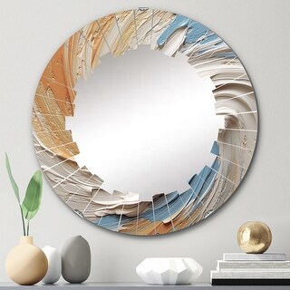 Designart "Gold Eternal Swirl III" Abstract Spirals Modern Wall Mirror ...
