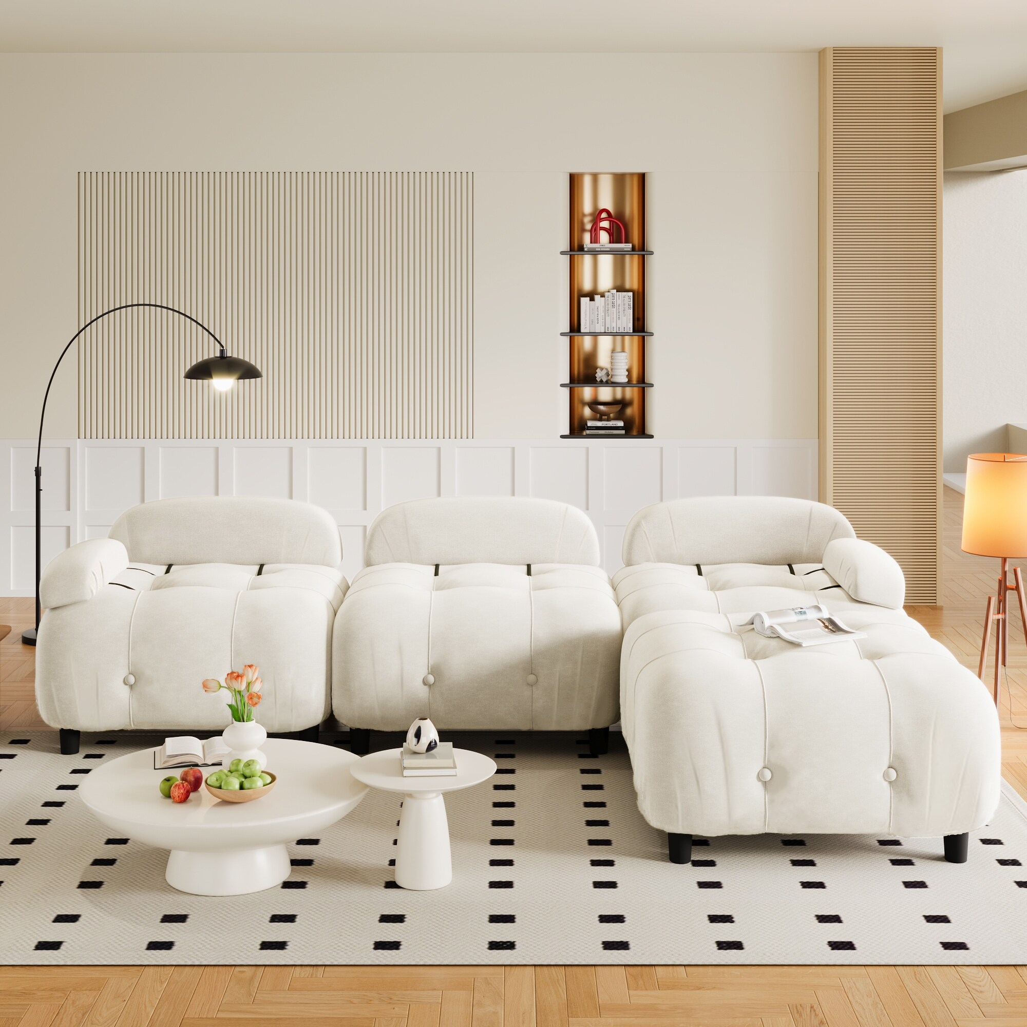 Modern Upholstered Sectional Sofa Couch Set,Modular 108" L Shaped ...