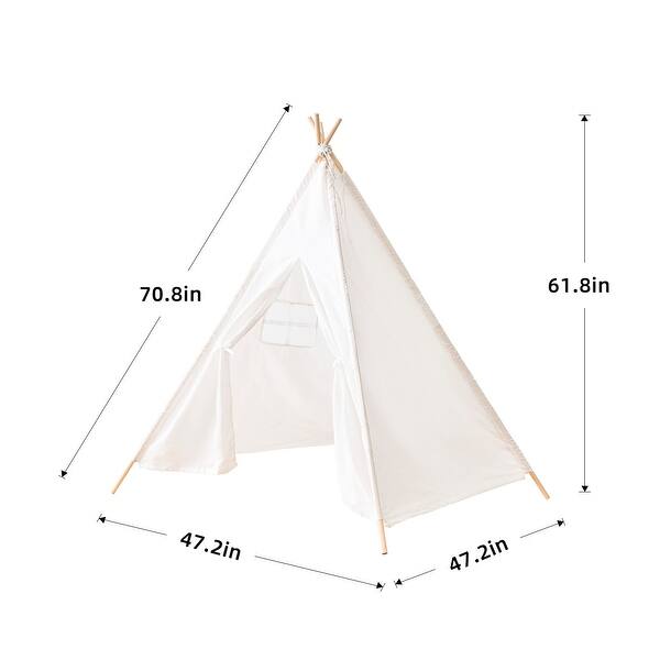 Kids Tent Natural Cotton Canvas Stable Framework Indoor Outdoor Safe ...
