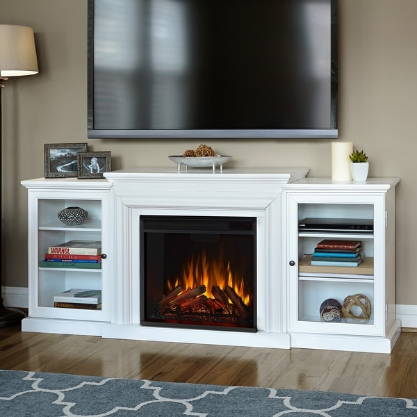 Electric white fireplace tv stand store