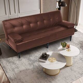 Couch Sofa, Deluxe Wooden Legs 71 Inch PU Leather Living Room Apartment ...