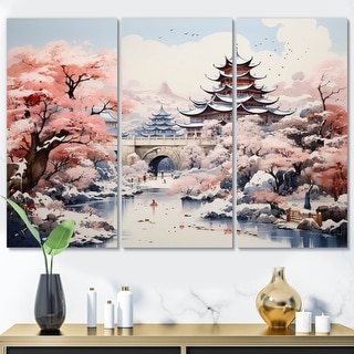 Designart "China Art Silk Road V" Chinese Canvas Wall Art Set - Bed ...