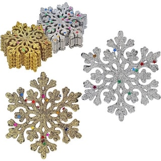 Christmas Tree Ornaments,Silver and Gold Glitter Snowflakes (4 in, 60 ...