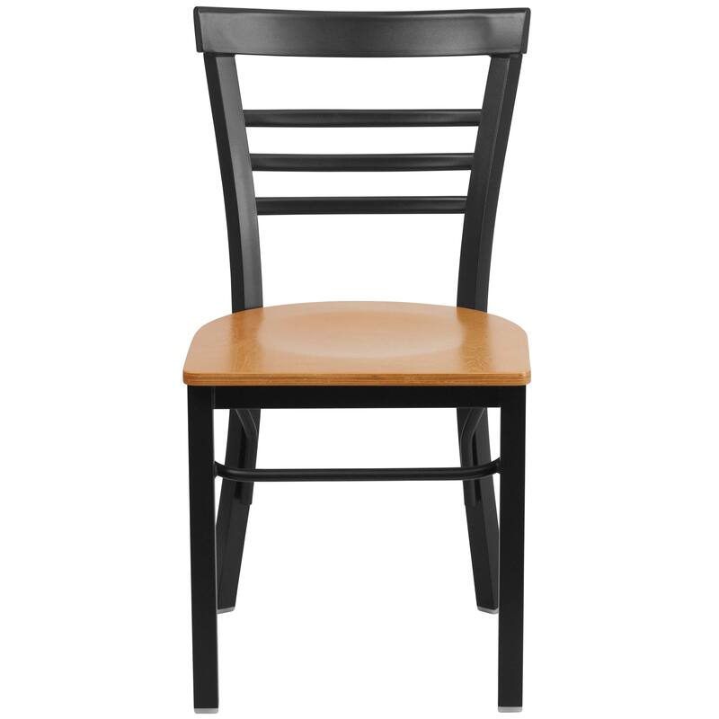 2 Pack Three-Slat Ladder Back Metal Restaurant Chair - Overstock - 26263164