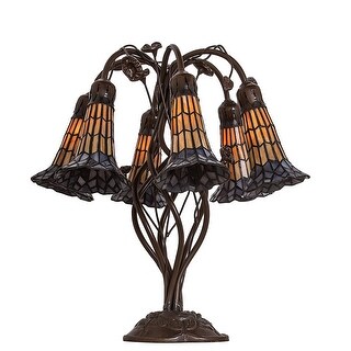 19" High Stained Glass Pond Lily Honey Wisp & Purple Table Lamp - 18.5 ...