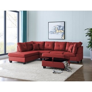 Titanic Furniture Canton 2-Piece Sectional in Red Matte Faux Leather ...