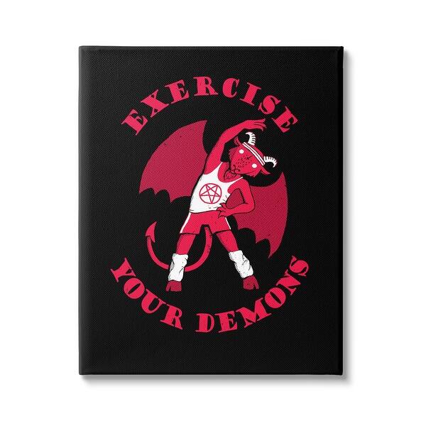 Stupell Exercise Your Demons Funny Red Devil Workout Canvas Wall Art ...