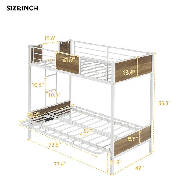 Safety Metal Futon Bunk Bed Frame with Guardrails and Ladder - Bed Bath ...