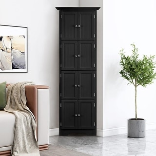 Tall Corner Storage Cabinet with Shelves & Doors Large Storage Space ...