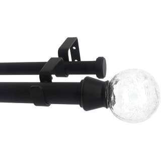 Crackle Glass Flat Button 1" 3/4" Double Drapery Curtain Window Rod ...