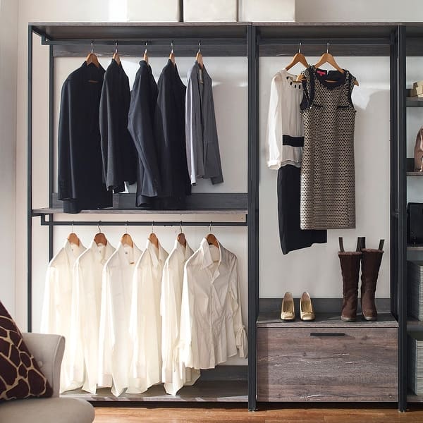 Veronica Wood and Metal Walk-in Closet System - Bed Bath & Beyond ...