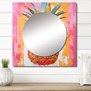 Designart "Golden Geometric Pineapple fruit" Fruits Wall Mirror - Food ...