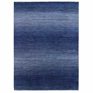 Hand Knotted Blue Modern and Contemporary with Wool Oriental Rug (9'1 ...