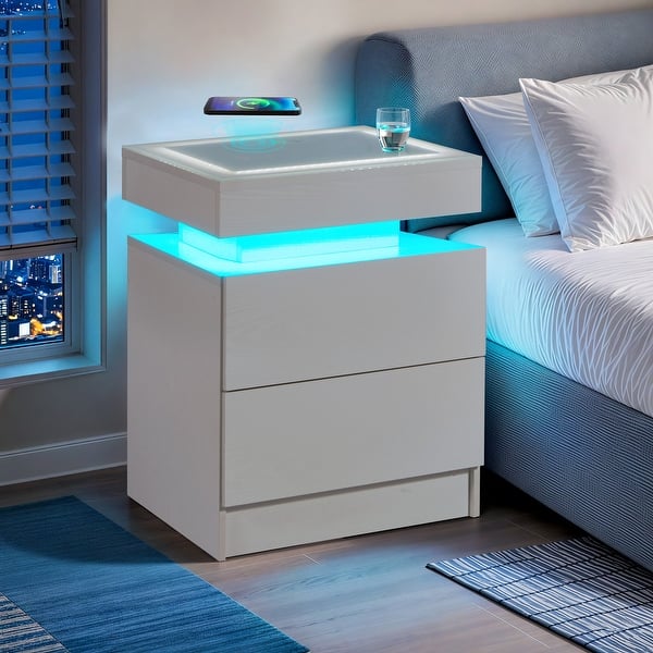 floating bedside table with led light
