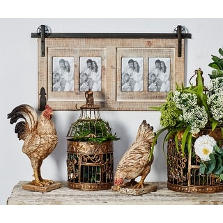 Brown Wooden 4 Slot Wall Photo Frame with Metal Accent - Bed Bath ...