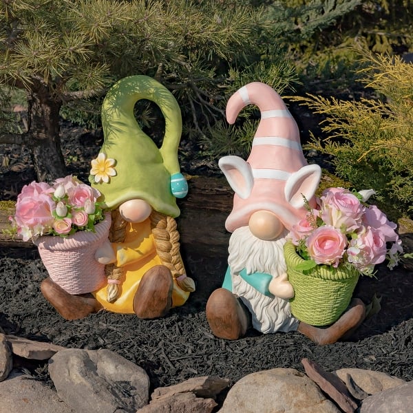 Set of 2 Assorted Spring Garden Gnomes with Planters - Bed Bath ...