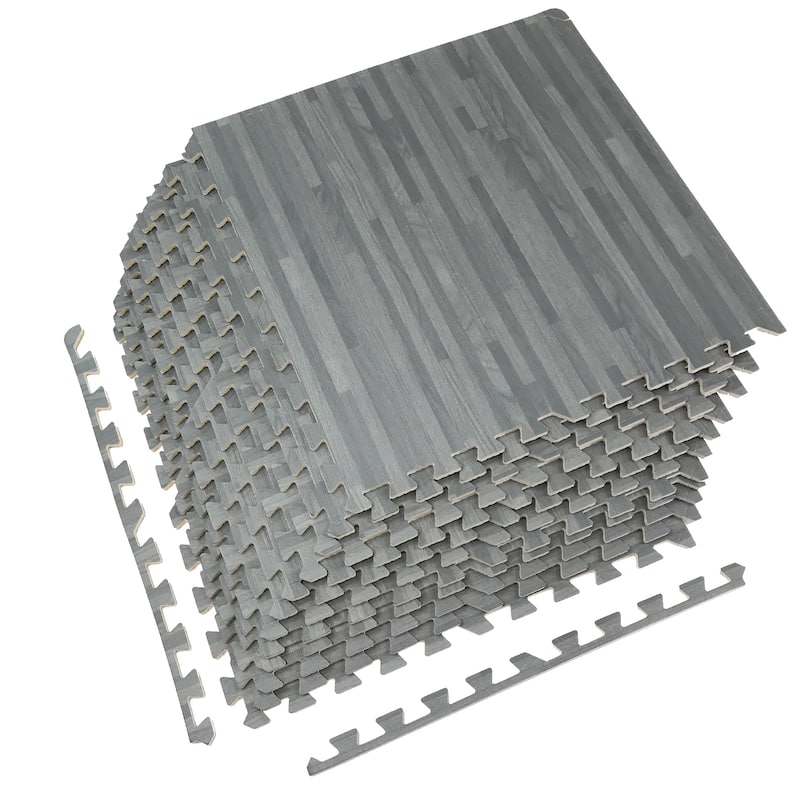 Interlocking Floor Mat - Pine Wood Print, 12 Pieces -24x24 - Overstock ...