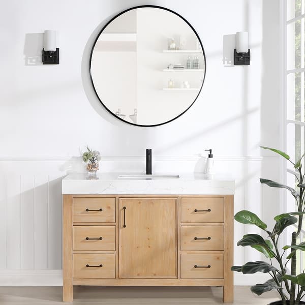 bathroom vanity with bench