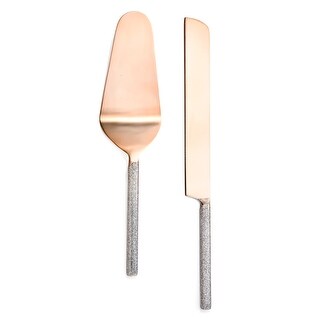 2-Piece Glitter Matt Copper Cake Serving Set - Bed Bath & Beyond - 33069720