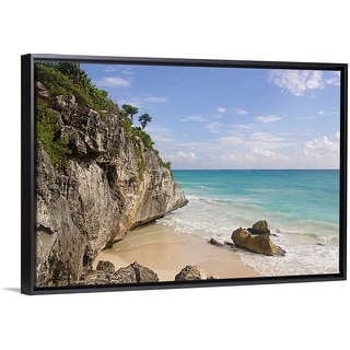 "Beach at ruins in Tulum." Black Float Frame Canvas Art - Bed Bath ...