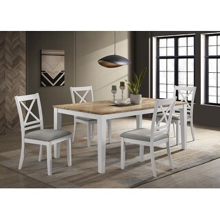 Hollis Brown and White Rectangular Dining Table Set - Bed Bath & Beyond - 40307594