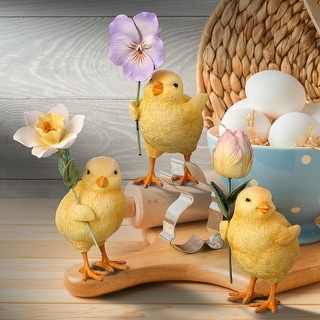 Resin And Metal Chick With Flower 5" Set of 3 - Bed Bath & Beyond ...