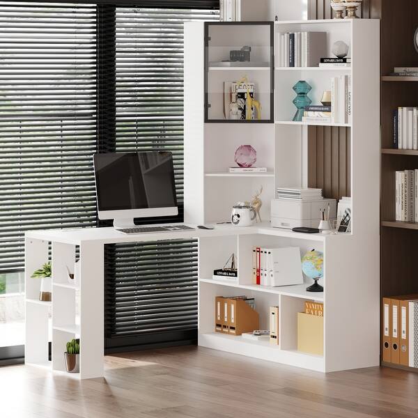 Chic Corner Workstation Ample Storage and Built-In Power Outlets - Bed ...