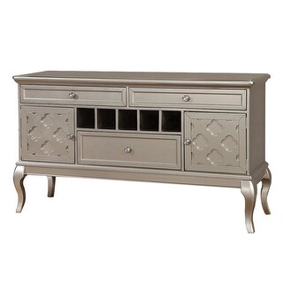 60 Inch Buffet Server, 3 Drawers, Wine Storage, Champagne Silver - Bed ...