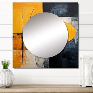 Designart "Lemon Loops Abstract Shapes" Abstract Shapes Wall Mirror ...