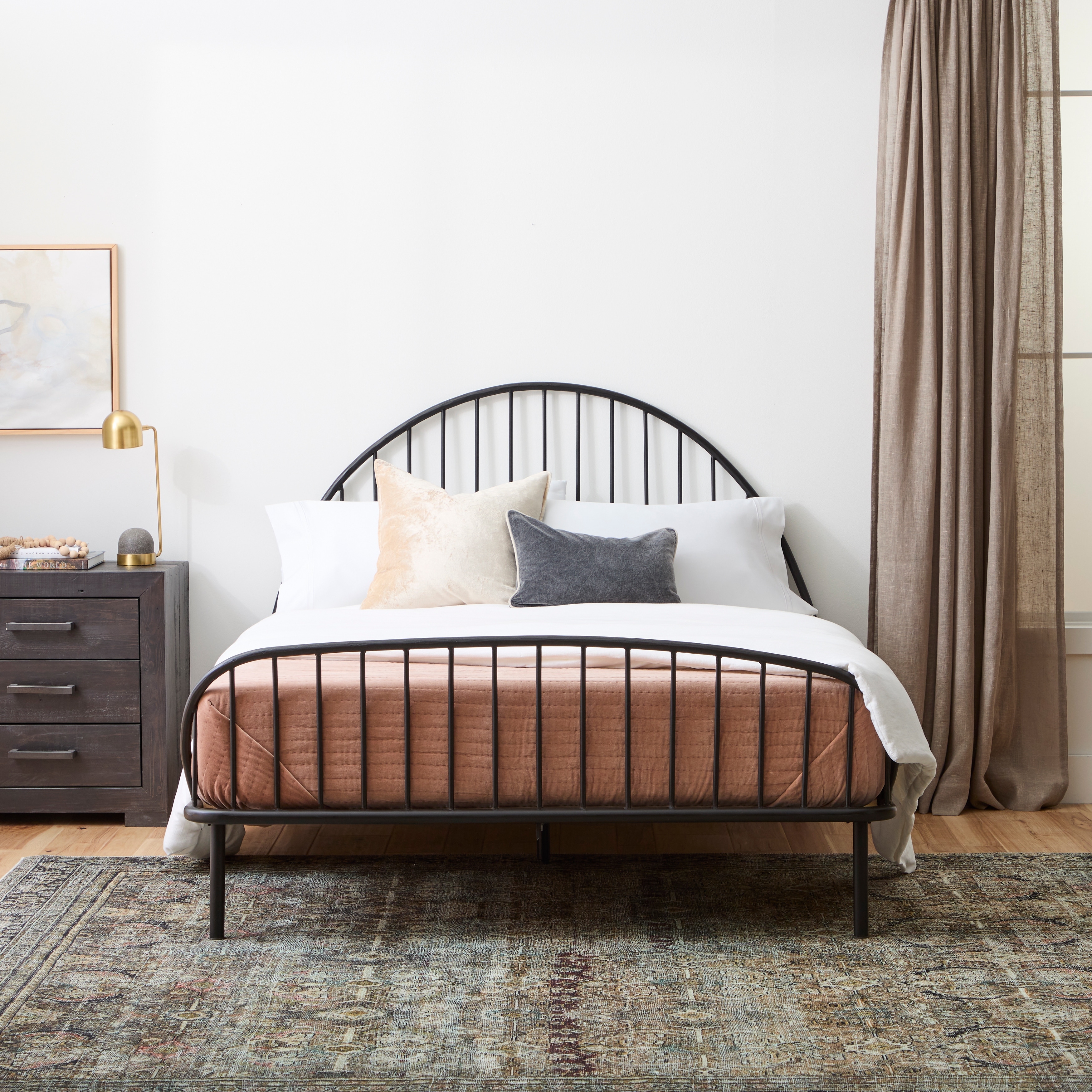 Black iron platform bed store