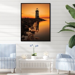 Designart "Port Maritime Solace I" Port Landscape Framed Canvas Prints ...