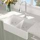 Fireclay Double Basin Farmhouse Kitchen Sink With Grid And Strainer ...