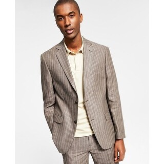 Alfani Men's Slim Fit Stripe Linen Suit Jacket Brown Size 38 - Bed Bath ...