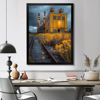 Designart "Grey And Yellow Monochrome Power Plant Photo IV" Power ...