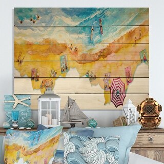Designart 'Aerial Pastel Beach Miami XV' Nautical & Coastal Wood Wall ...