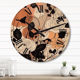 Designart "Retro Terracotta Roses Illustration II" Abstract Botanicals ...
