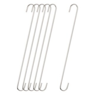 S Hanging Hooks, 16"(400mm) Extra Long Steel Hanger, Matt Silver, 6Pcs ...