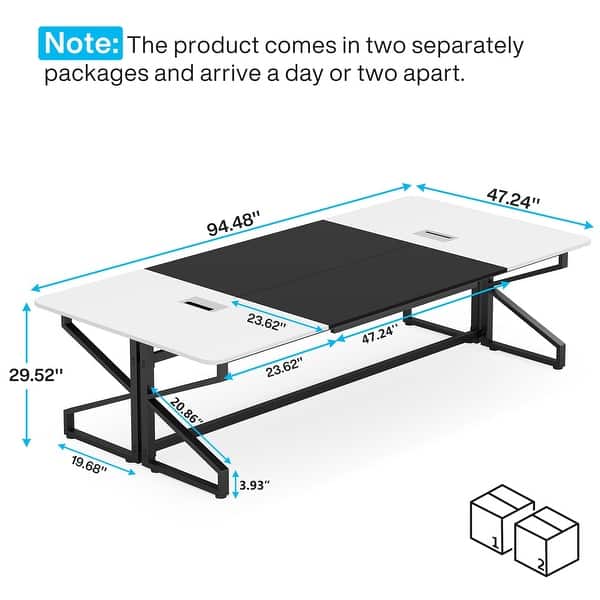 8FT Conference Table with Cable Grommet for Office Meeting Conference ...