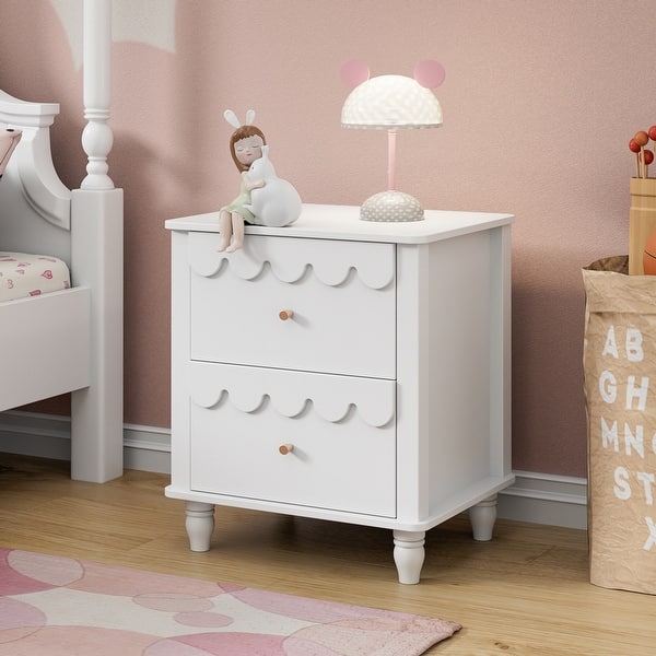 2 Drawers Nightstand Curved Design Cloud Bedside Table - Bed Bath ...