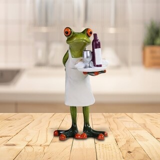ICE ARMOR 6"H Frog Chef Wine Serving Statue Funny Animal Figurine - On ...