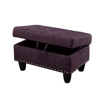 Amaranth Linen Storage Ottoman Footstool with Decorative Nailhead - Bed ...