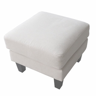 Spring Pocket Coil Foam Fabric Upholstered Foot Stool Rubberwood Legs ...